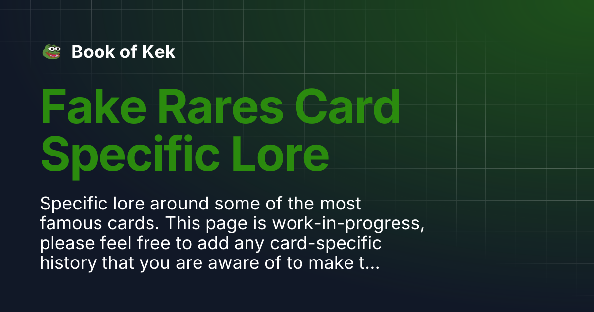 Fake Rares Card Specific Lore | Book of Kek